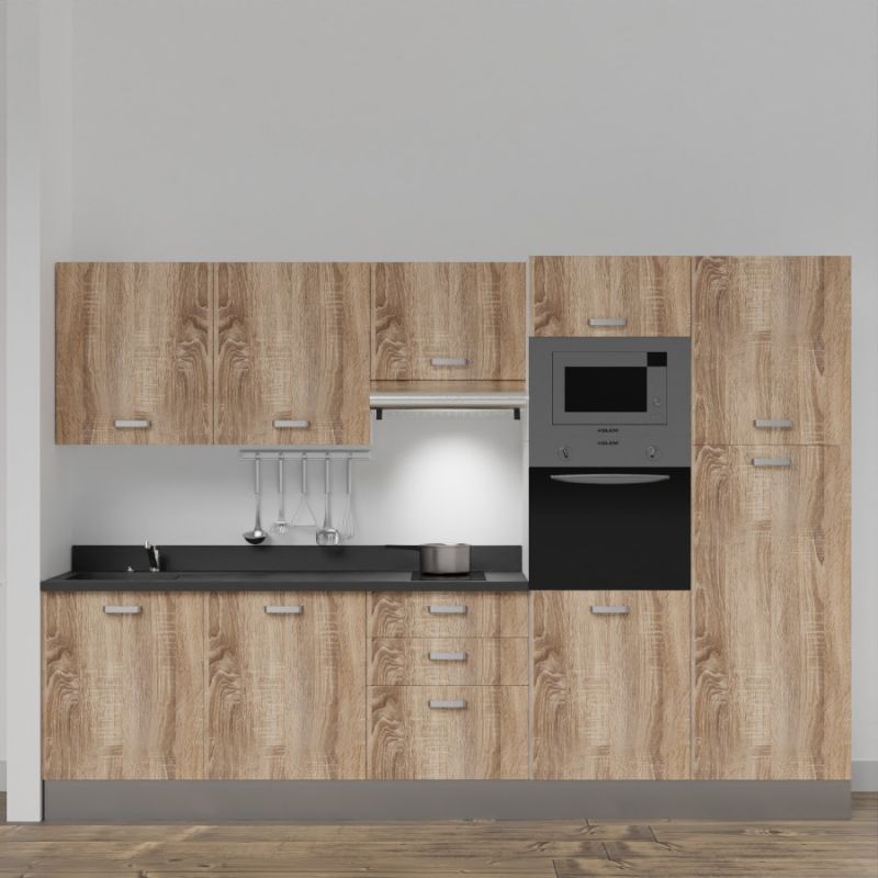 Kitchenette complète K46L 300 cm -linéaire - Plan monobloc évier design ...