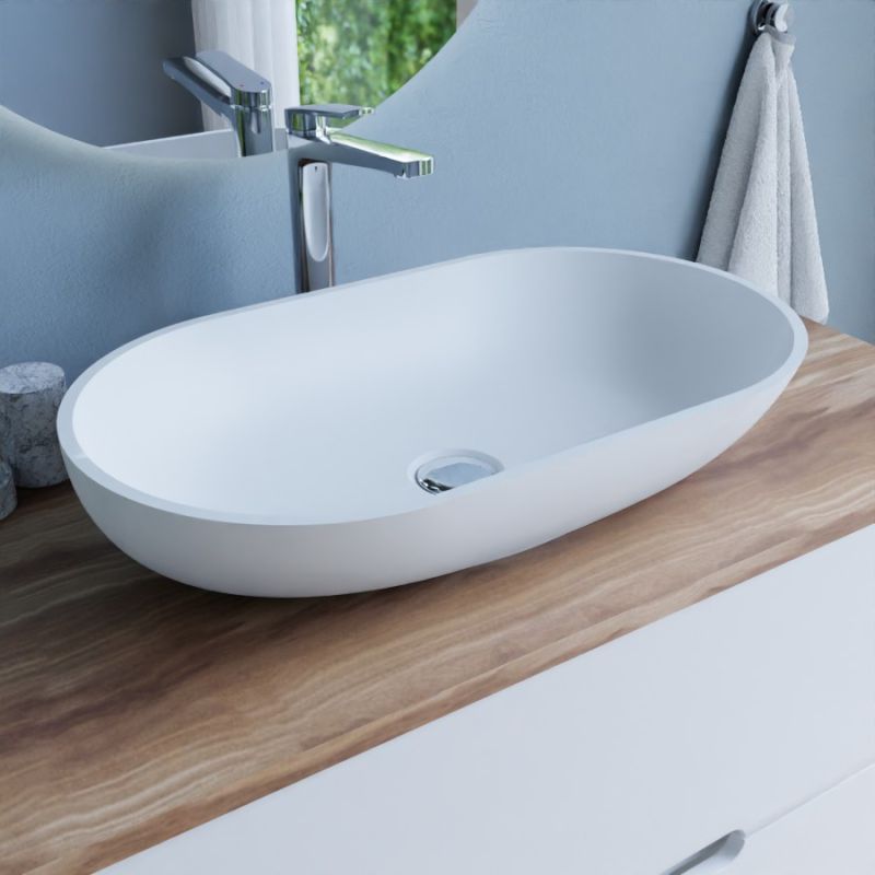 Vasque à poser ovale 58 cm x 34 cm LAGOON - Blanc brillant