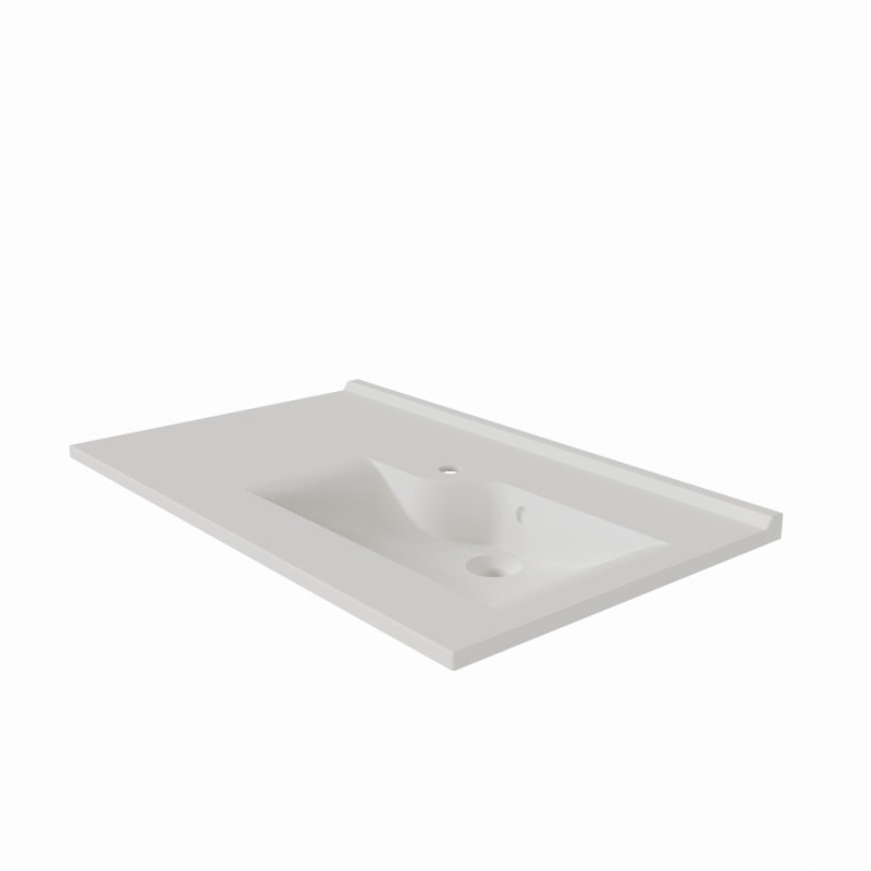 Plan simple vasque design 90 cm x 46 cm vasque déportée à droite - RESILOGE