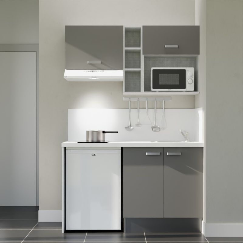 Kitchenette complète 140 cm avec plan de travail stratifié et évier ...