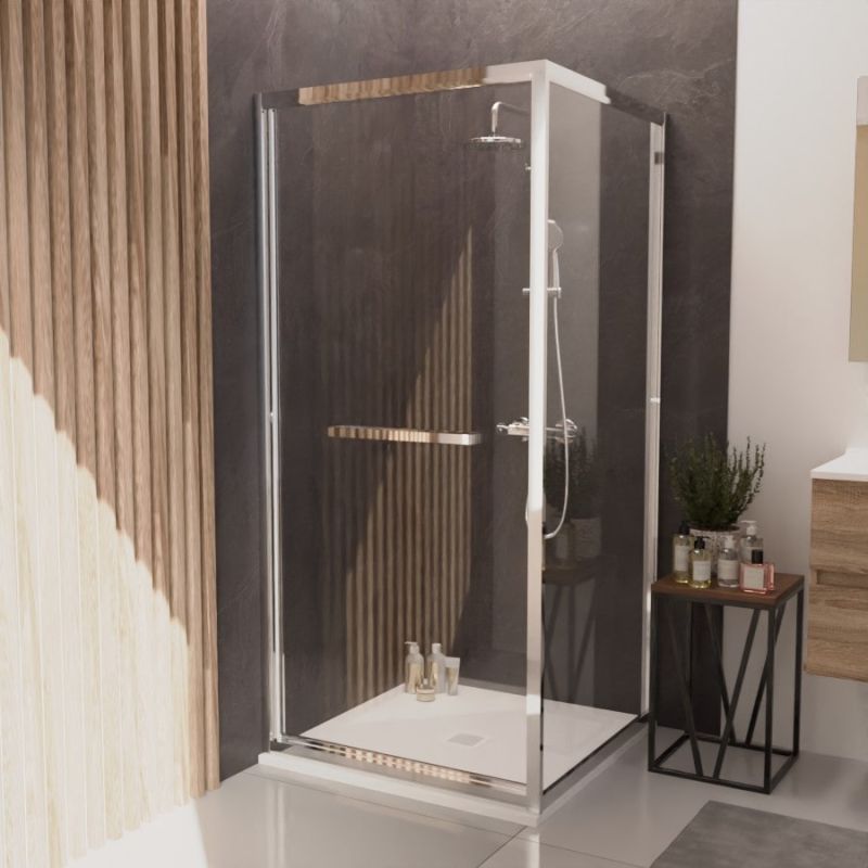 Paroi de douche en angle 90 x 90 cm ouverture vers l'intérieur CLEVER