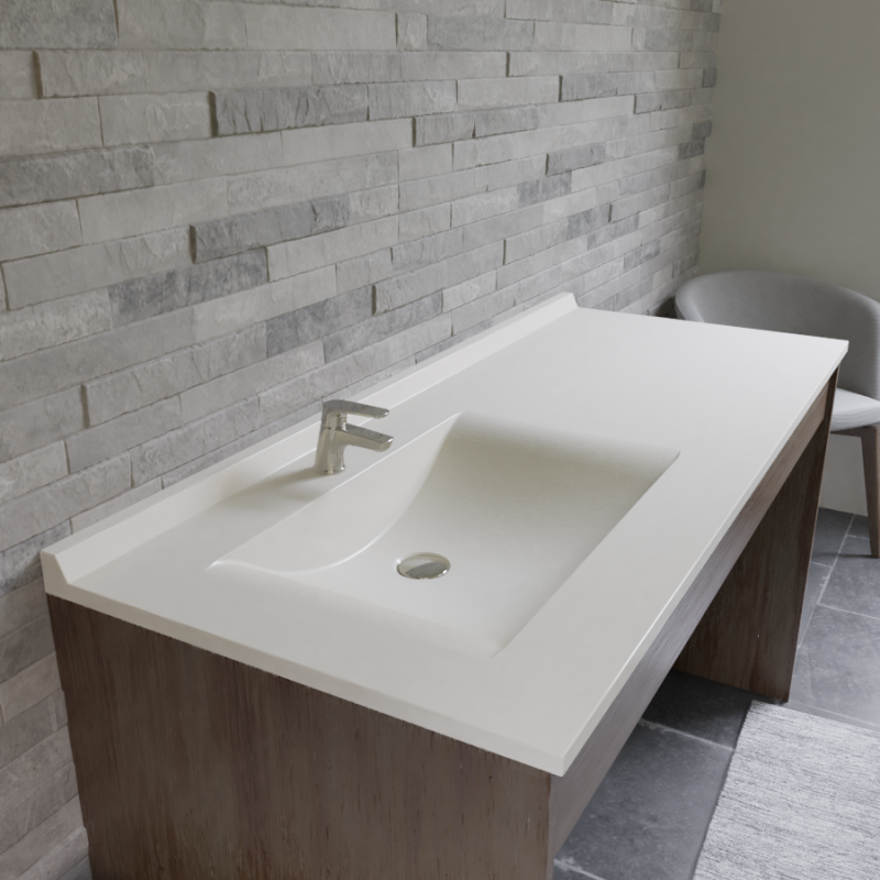 Plan vasque 141 cm x 60 cm, 1 vasque déportée à gauche RESIPLAN