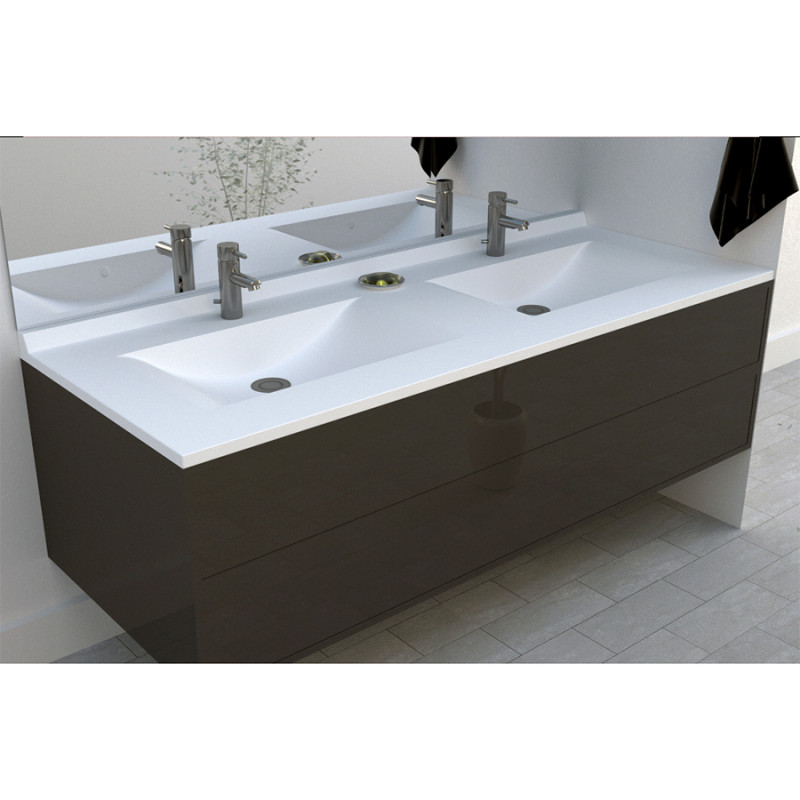 Plan vasque 140 cm x 55 cm, 2 vasques, RESIPLAN